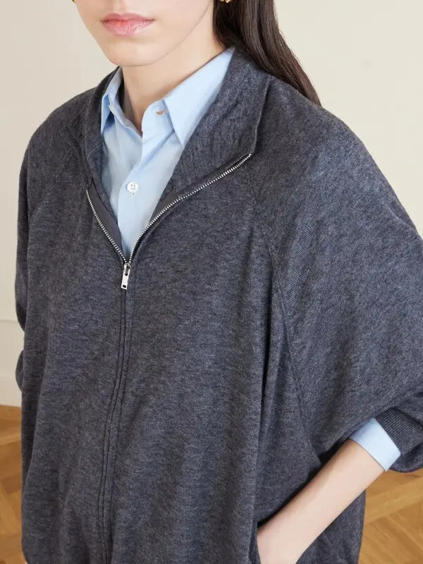 THE FRANKIE SHOP Baxe Knitted Wool-blend Zip-up Cardigan