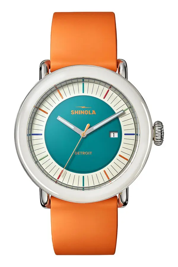 Shinola Detrola 41mm Watch - Orange & Aqua Green