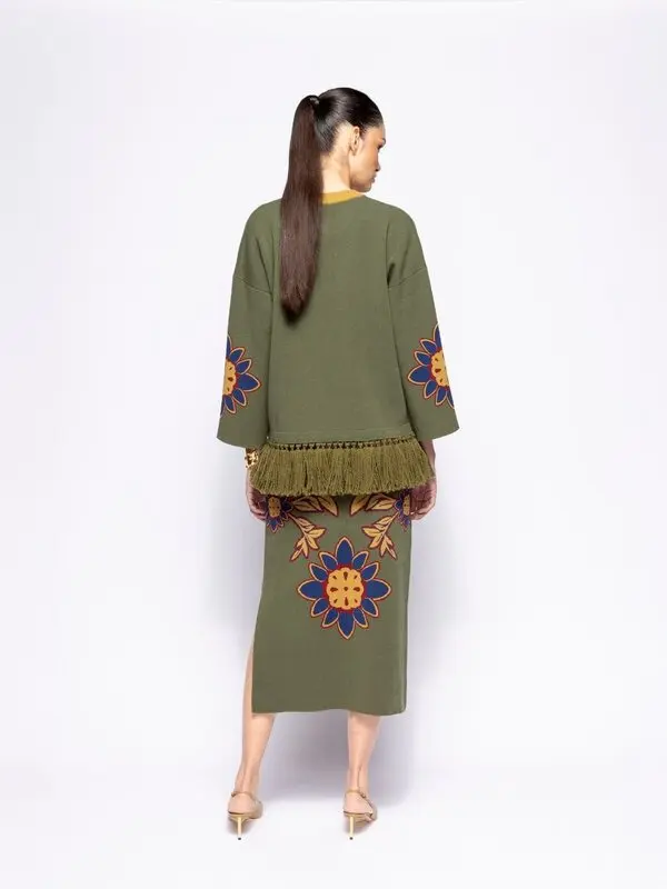 PAULA Jacquard Sweater With Fringes