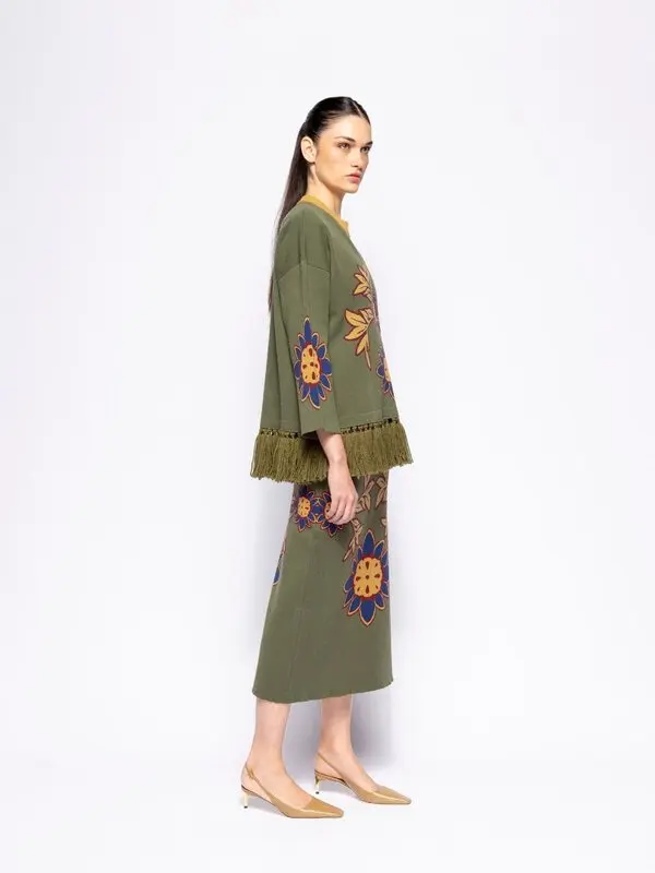 PAULA Jacquard Sweater With Fringes