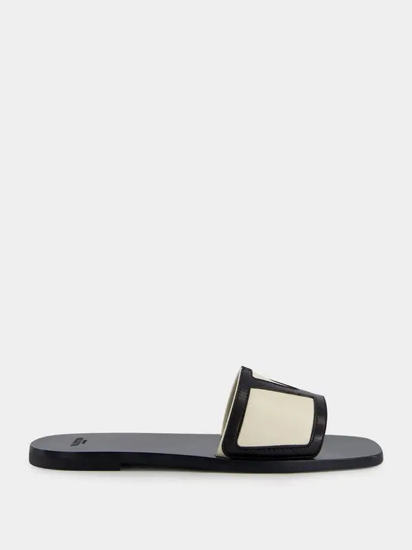 Valentino Garavani Vg Viva Superstar Leather Slides - Black