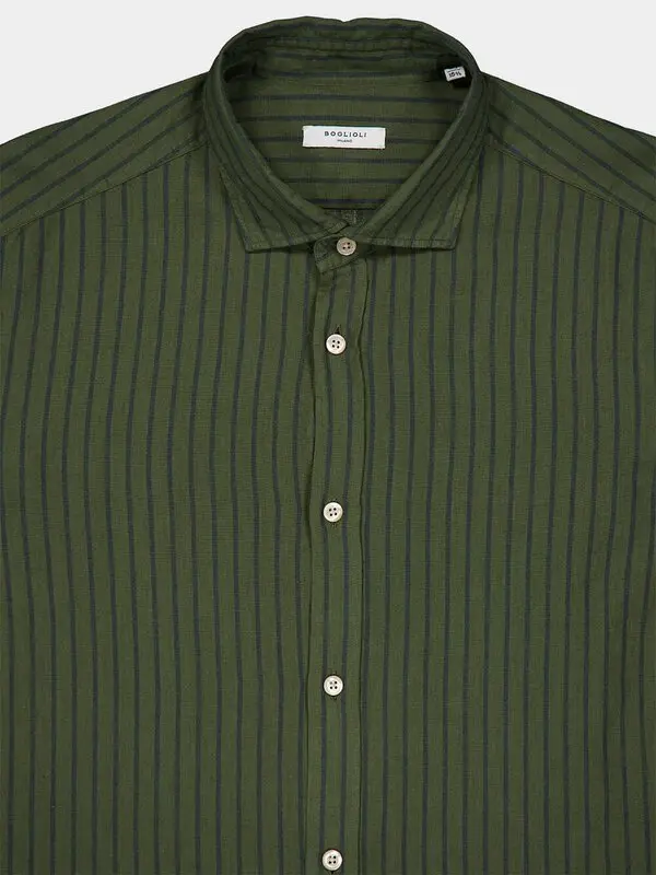 Boglioli Striped Linen Shirt - Green