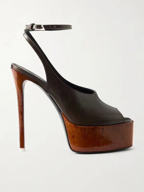 Attico Ornella Leather Platform Sandals - Brown