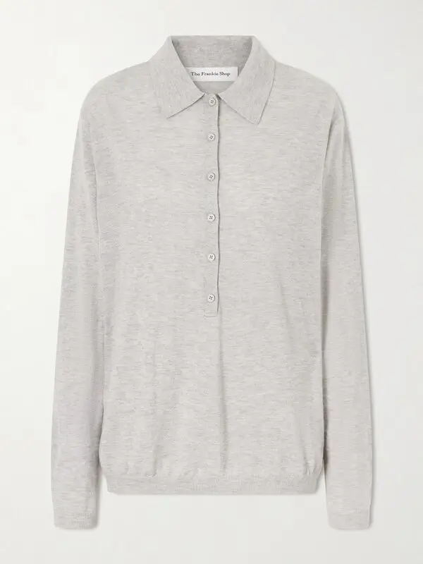 THE FRANKIE SHOP Tala Wool-blend Polo Sweater - Gray