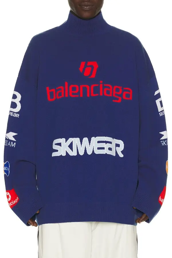 Balenciaga Long Sleeve Turtleneck - Blue & Multico