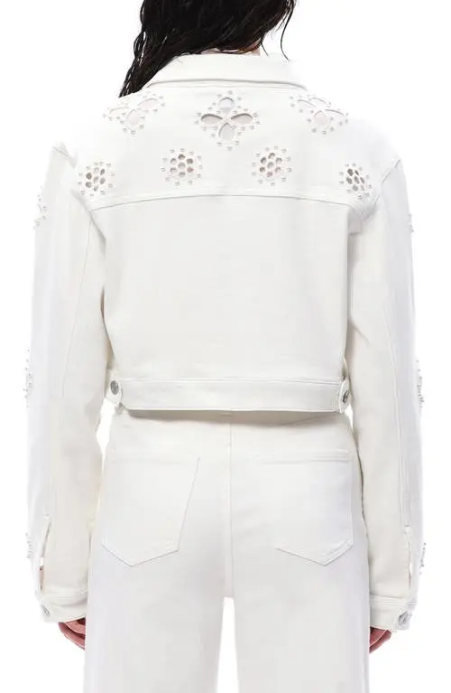 BAYEAS Crop Denim Trucker Jacket - White