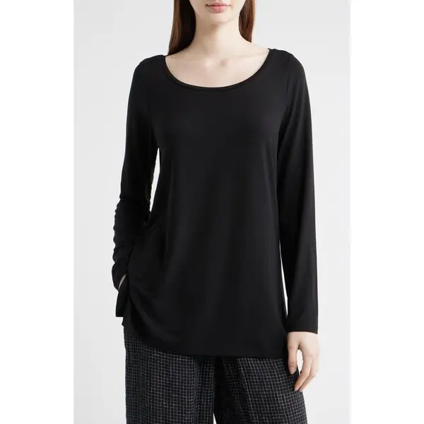 Eileen Fisher Ballet Neck Long Sleeve Tunic - Black