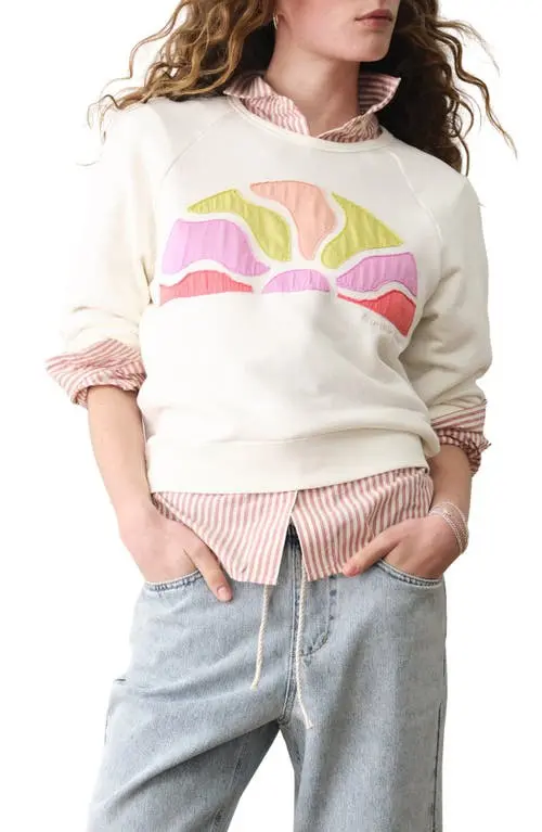 Marine Layer Cloud 9 Terry Sun Appliqué Sweatshirt - Antique White