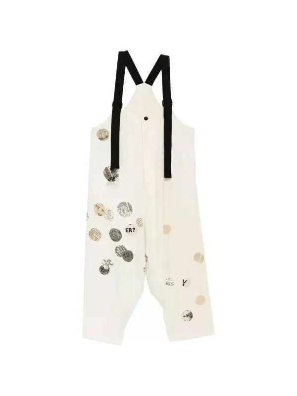Y’s Printed Straight Leg Trousers - Neutrals