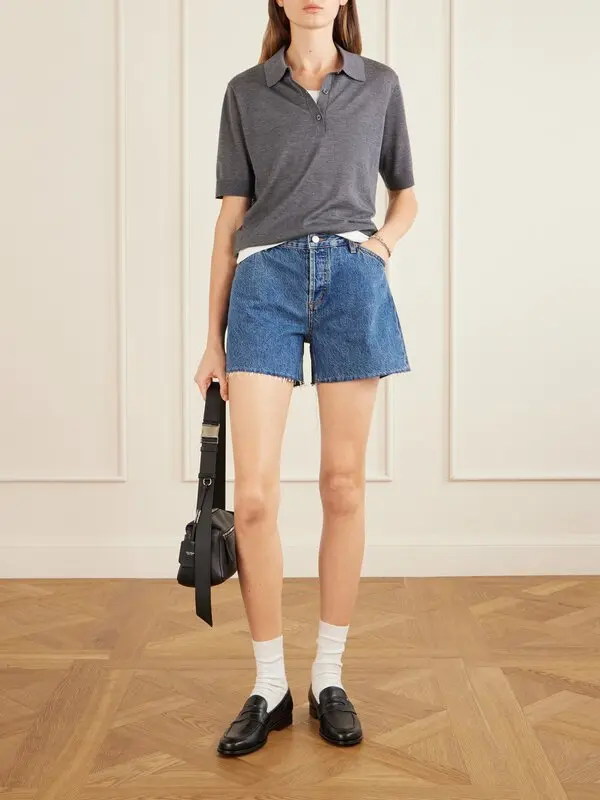Still Here Straight-leg Denim Shorts - Blue