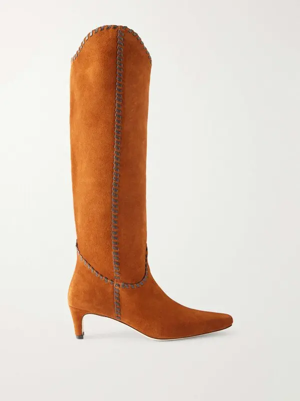 Staud Wally Suede Knee Boots - Tan
