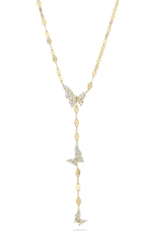 Lana Jewelry 14k Gold Butterfly Y-necklace - 14k Yellow Gold