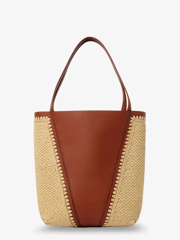 Chloé Spin Leather And Raffia Shoulder Bag - Brown