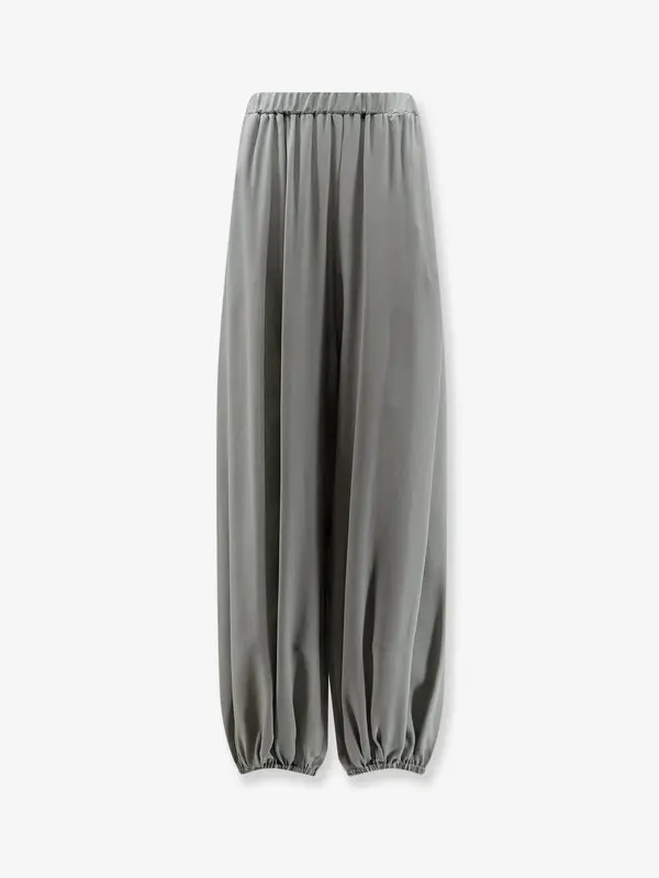 ALYSI Wide Leg Silk Trousers - Grey