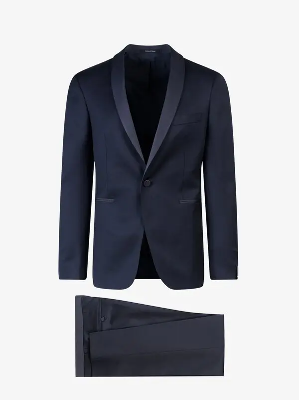 Tagliatore Virgin Wool Tuxedo With Shawl Lapel - Blue