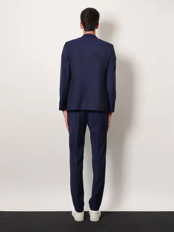 Tagliatore Virgin Wool Suit With Removable Iconic Brooch - Blue