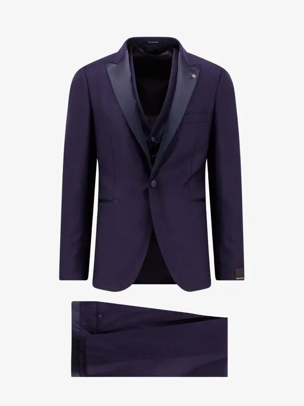 Tagliatore Virgin Wool And Silk Tuxedo With Vest - Blue
