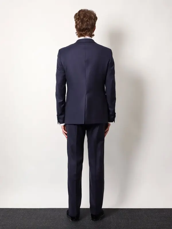 Tagliatore Virgin Wool And Silk Tuxedo With Vest - Blue