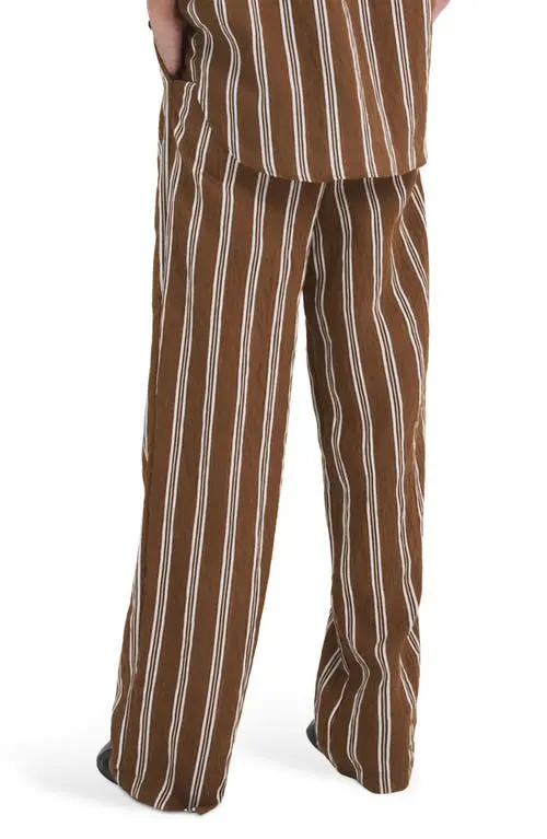 Mango Striped Straight-leg Trousers - Brown
