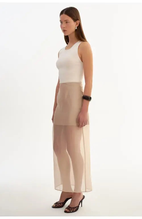 LAMARQUE Sheer Flowy Skirt - Beige