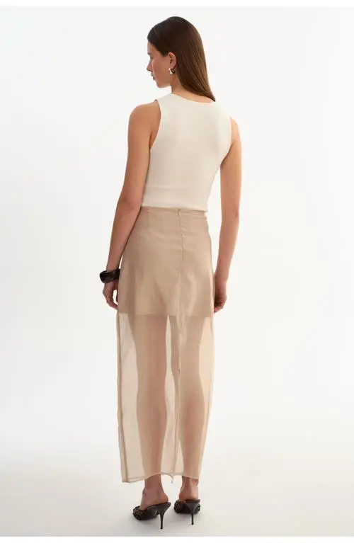 LAMARQUE Sheer Flowy Skirt - Beige