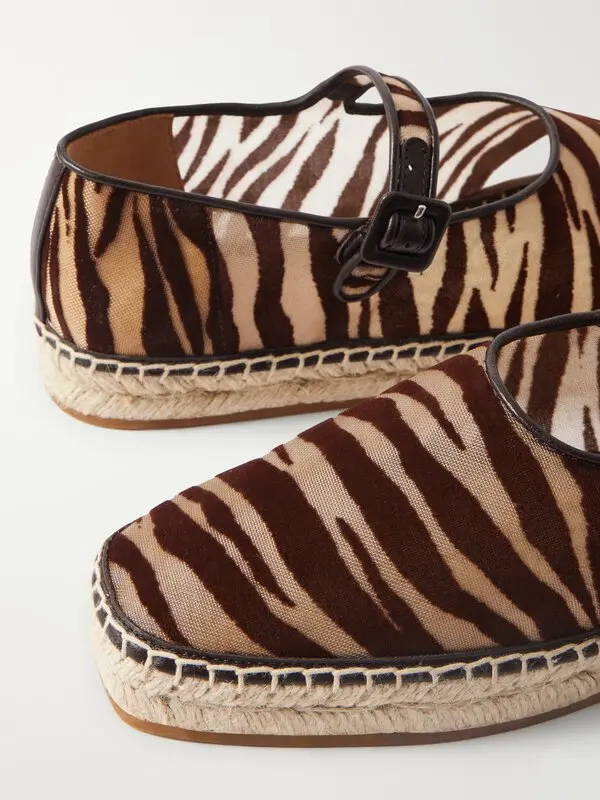 LOEFFLER RANDALL Leather-trimmed Flocked Mesh Ballet Flats