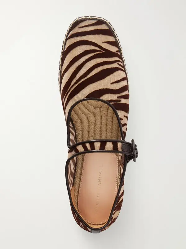 LOEFFLER RANDALL Leather-trimmed Flocked Mesh Ballet Flats