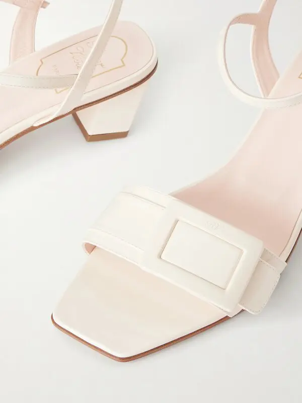 ROGER VIVIER 45 Buckled Leather Sandals - Neutrals
