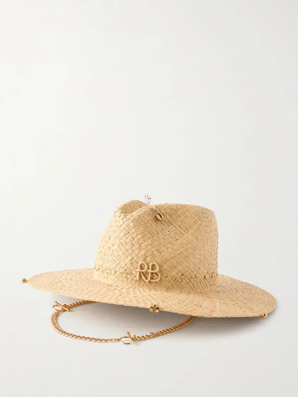 Ruslan Baginskiy Embellished Straw Fedora - Neutrals