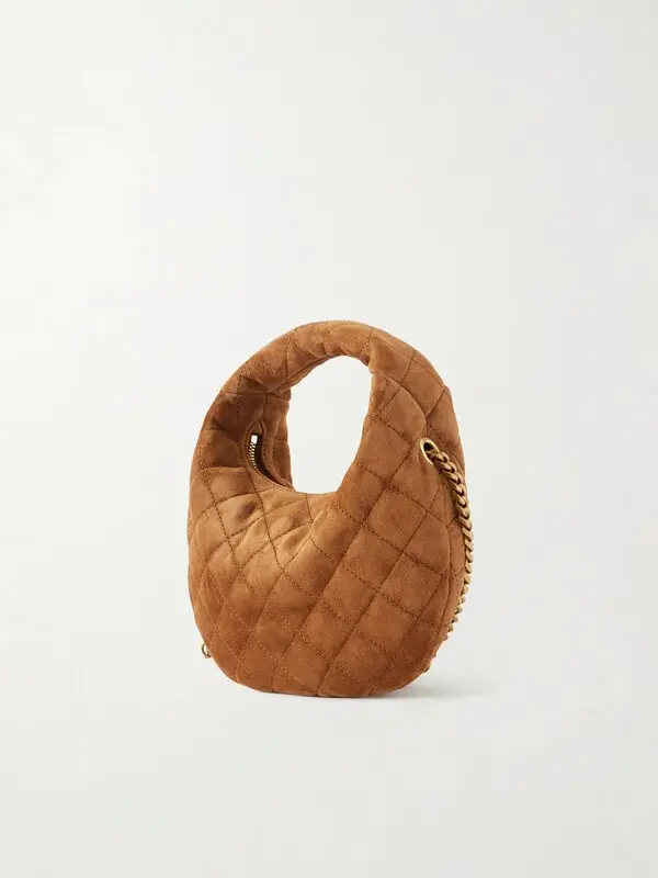 Saint Laurent Icarino Mini Matelassé Suede Shoulder Bag - Brown