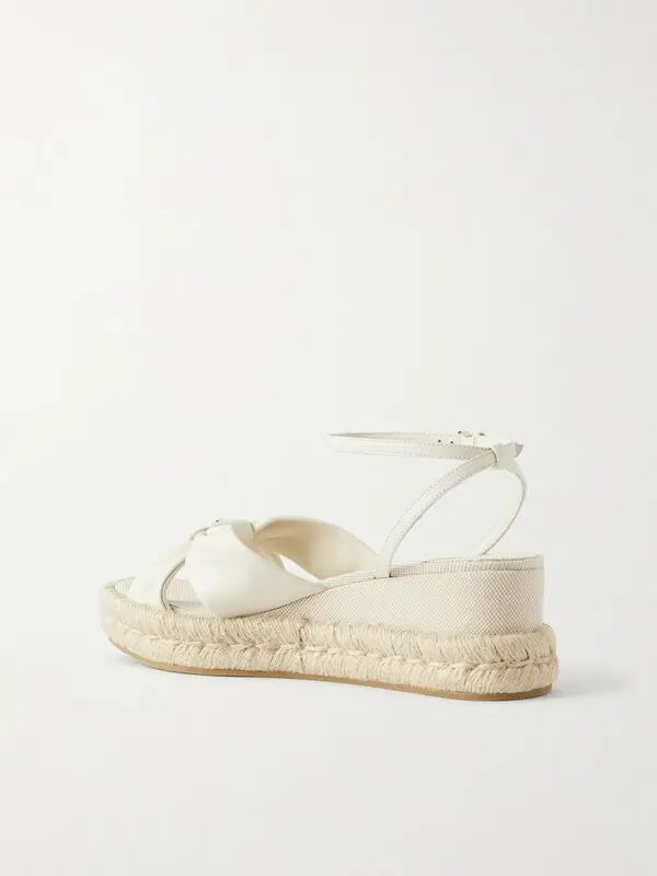 JIMMY CHOO Aella 60 Leather Wedge Sandals - Neutrals