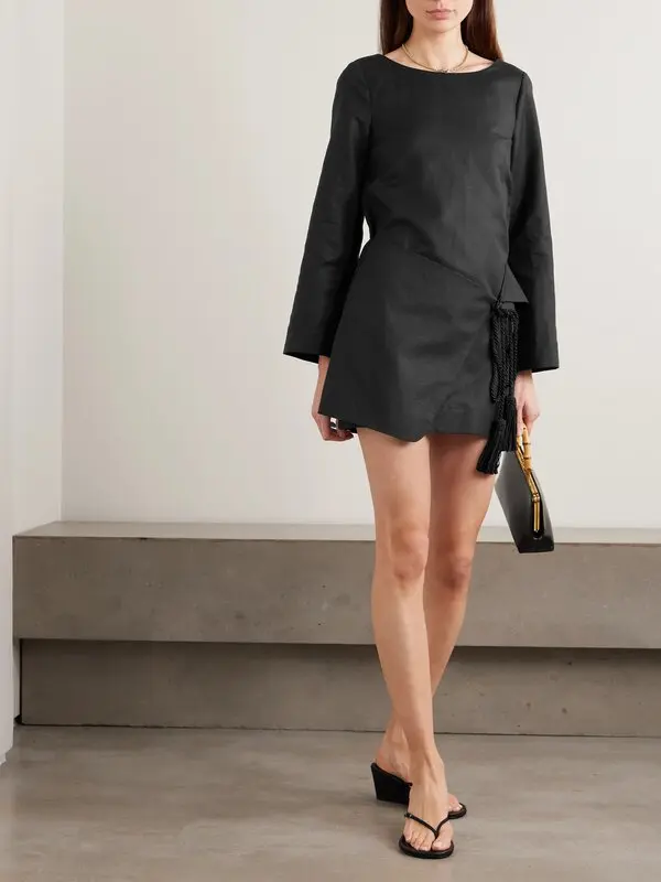 posse black mini dress Posse Emma Linen Mini Dress - Women - Black Dresses