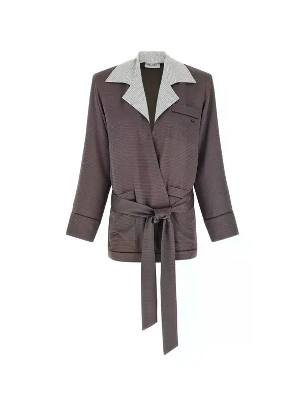 Attico Houndstooth Blazer With Striped Insert
