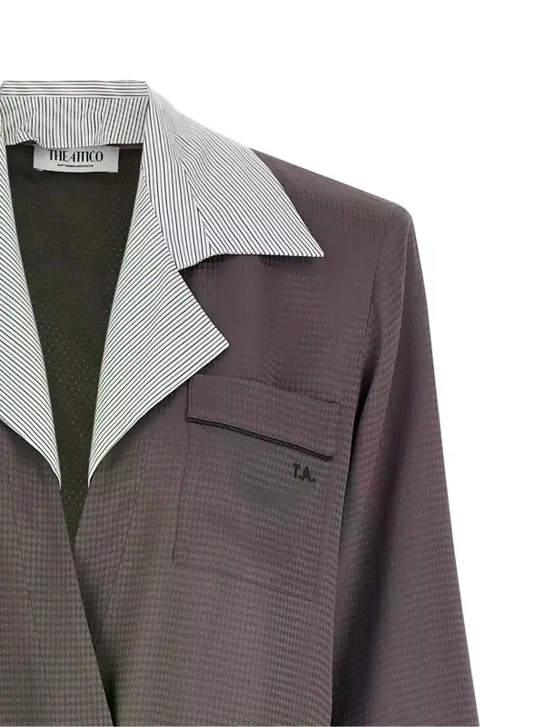 Attico Houndstooth Blazer With Striped Insert