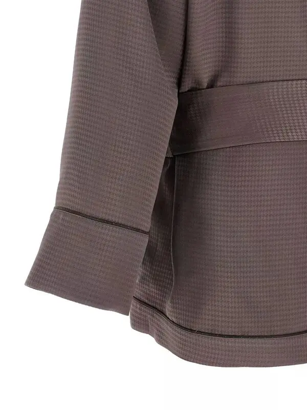 Attico Houndstooth Blazer With Striped Insert