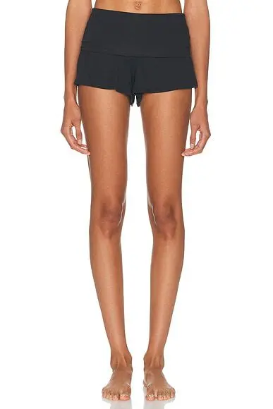 Lunya Soft Modal Rib Fold Over Short - Immersed Black