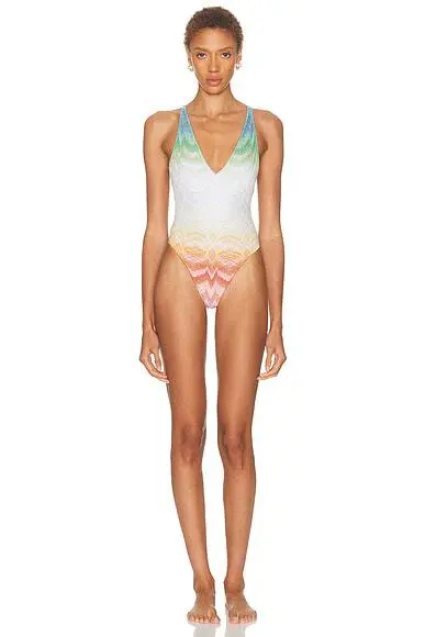 Missoni Metallic Knit One Piece Swimsuit - Multicolor