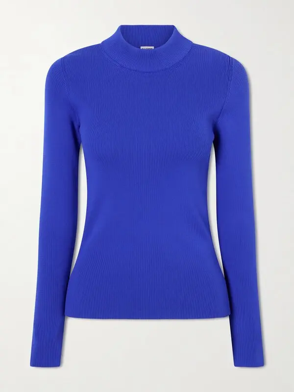 JIL SANDER Ribbed-knit Jersey Sweater - Blue
