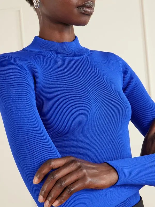 JIL SANDER Ribbed-knit Jersey Sweater - Blue