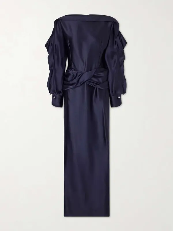 LANVIN Ruffled Gathered Satin Gown