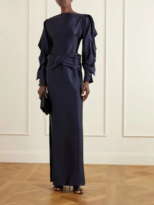 LANVIN Ruffled Gathered Satin Gown