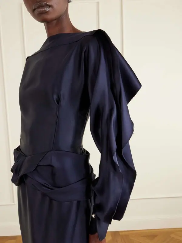 LANVIN Ruffled Gathered Satin Gown