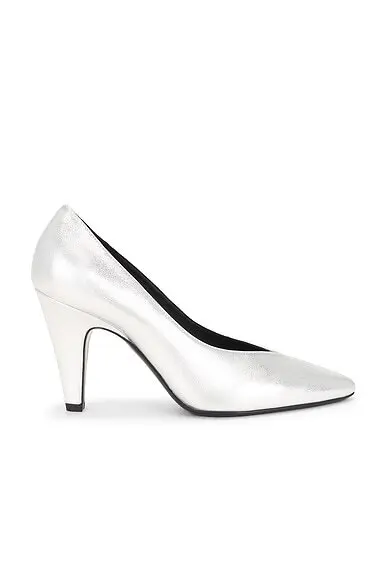 Alaïa Metallic Silver Leather Sculptural Cone Heel Pumps