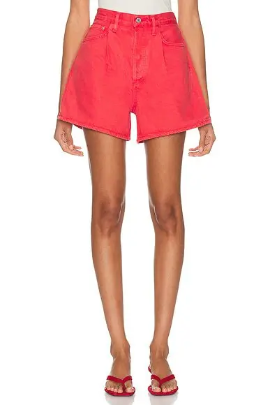 AGOLDE Rhoda Pleated A-line Denim Shorts - Carnival