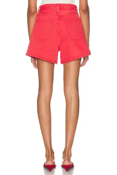 AGOLDE Rhoda Pleated A-line Denim Shorts - Carnival