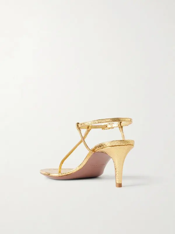 Paris Texas Ipanema Metallic Snake-effect Leather Sandals - Gold