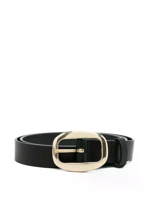 Isabel Marant Oval Buckle Leather Belt - Black