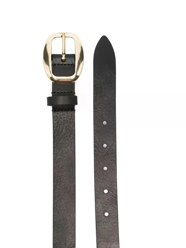 Isabel Marant Oval Buckle Leather Belt - Black
