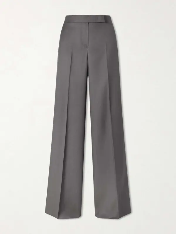 Max Mara Rio Wool-twill Wide-leg Trousers - Gray