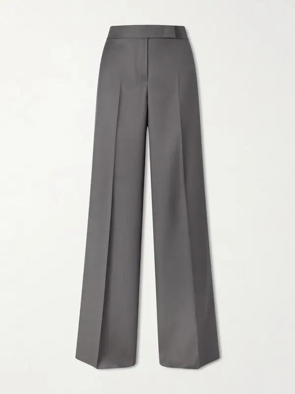 Max Mara Rio Wool-twill Wide-leg Trousers - Gray